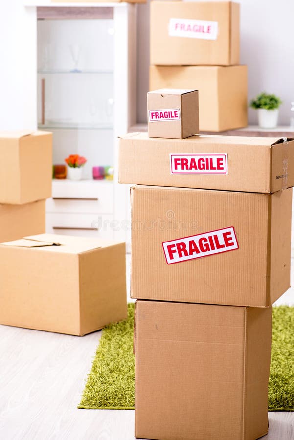 The Transportation Contractor with Fragile Boxes Stock Image - Image of ...