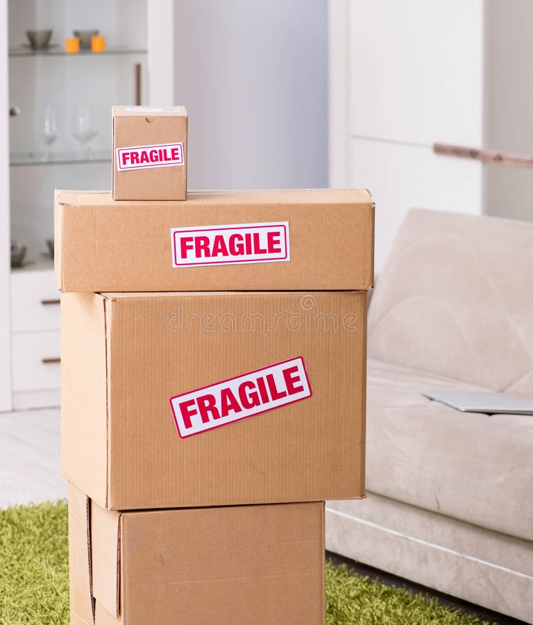 Transportation Contractor with Fragile Boxes Stock Image - Image of ...