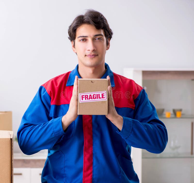 Transportation Contractor with Fragile Boxes Stock Image - Image of ...