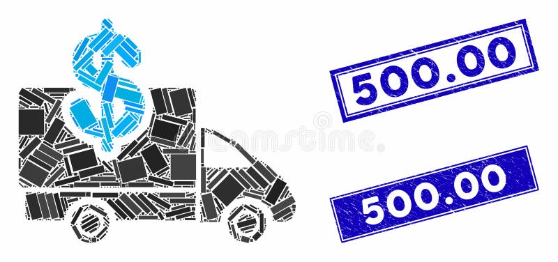 Transportation Costs Mosaic and Grunge Rectangle 500.00 Seals Stock ...