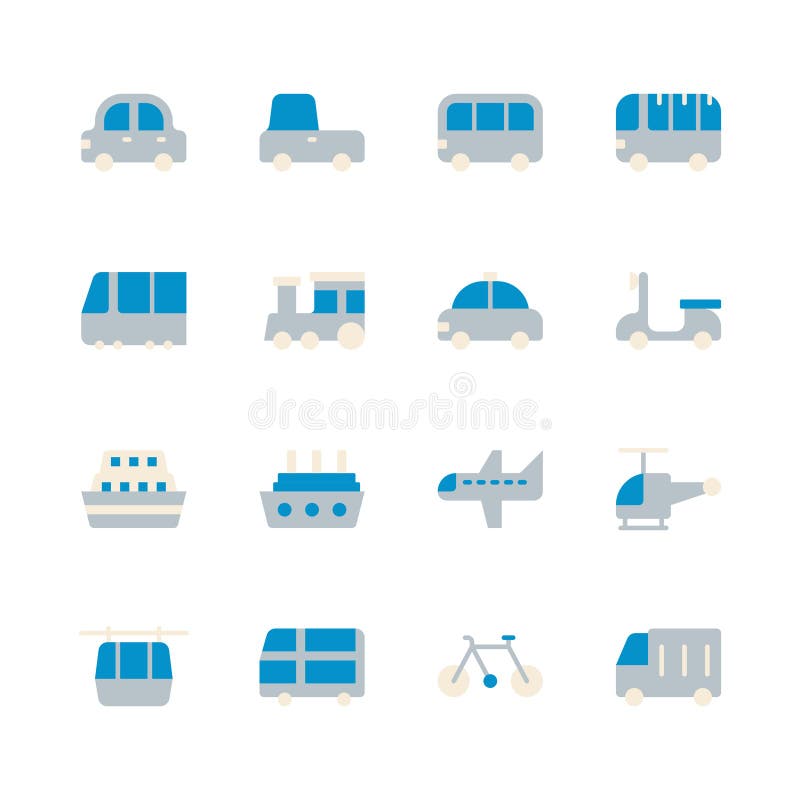 Transportation in Flat Icon Set.Vector Illustration Stock Vector ...