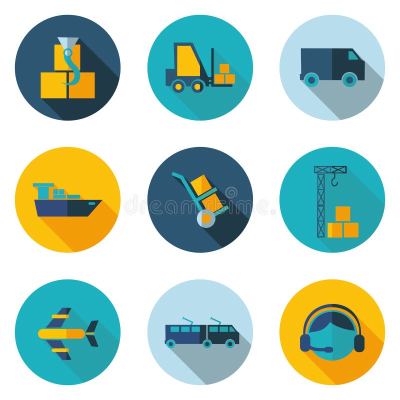 Transportation flat icons stock illustration. Illustration of transport ...