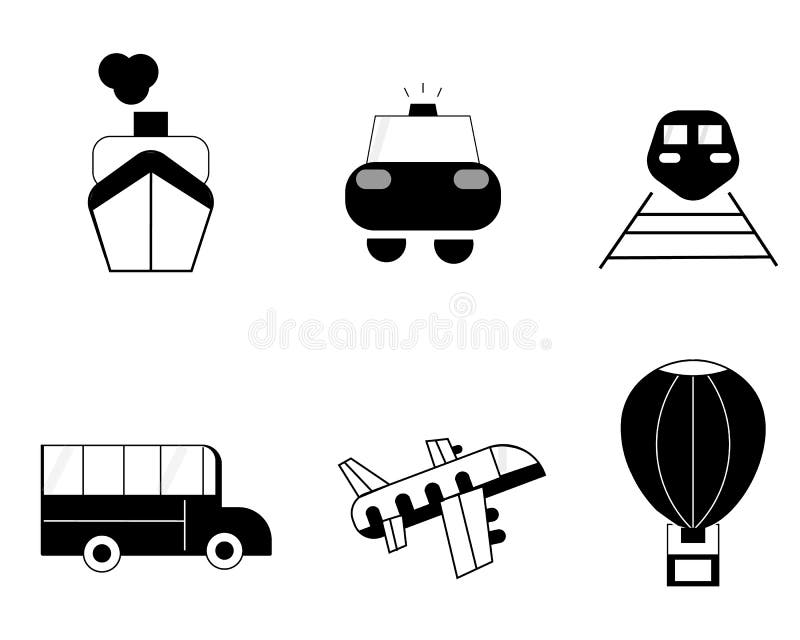 Set of Simple Transportation Icons Stock Vector - Illustration of ...