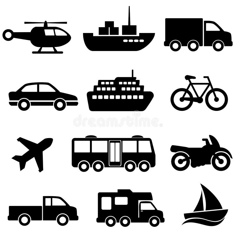 Transportation icon set stock vector. Illustration of white - 26362619