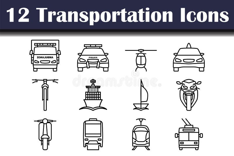 Transportation Icon Set stock vector. Illustration of road - 248776229
