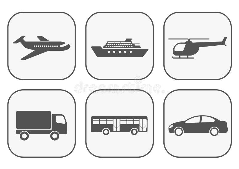 Transportation Icons, Flat Simple Design Stock Vector - Illustration of ...