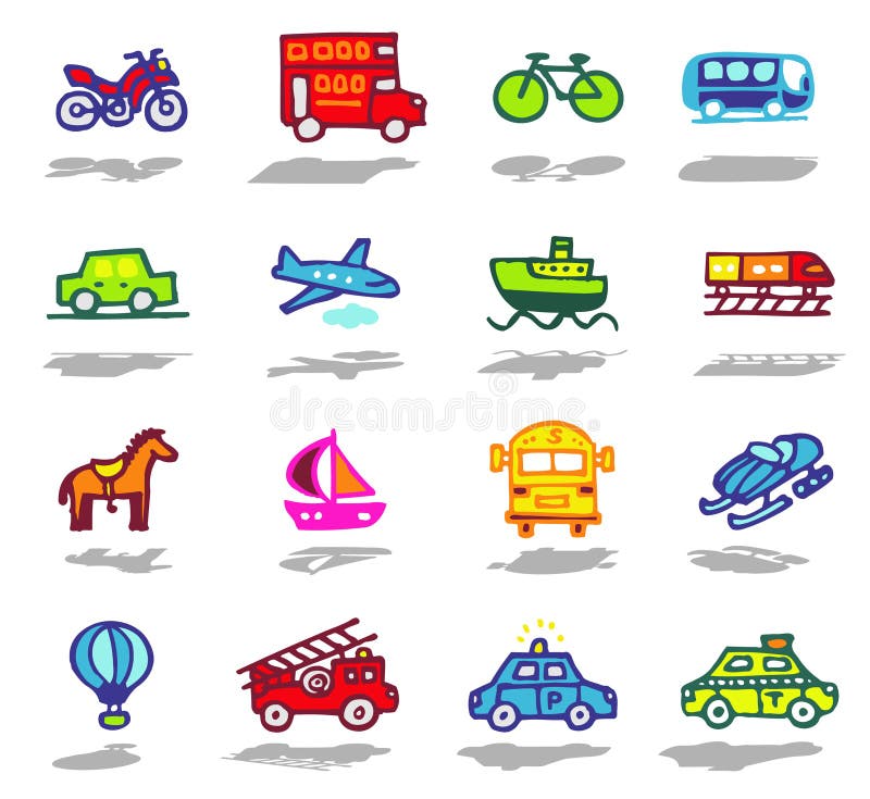 Transportation icons set stock vector. Illustration of colors - 10202680