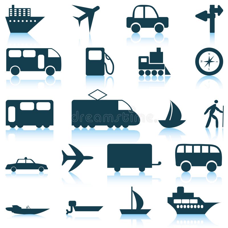 Transportation icons set stock vector. Illustration of plane - 40564082