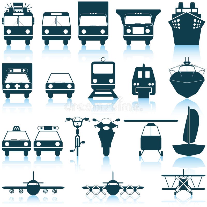 Set of Vector Icons - Transportation Symbols Stock Vector ...
