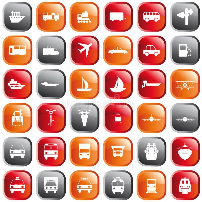 Transport Icons / Buttons 4 Stock Vector - Illustration of isolated ...