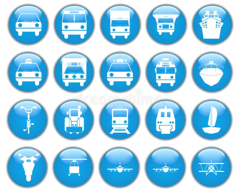 Transportation Icons / Buttons Stock Vector - Illustration of aircraft ...