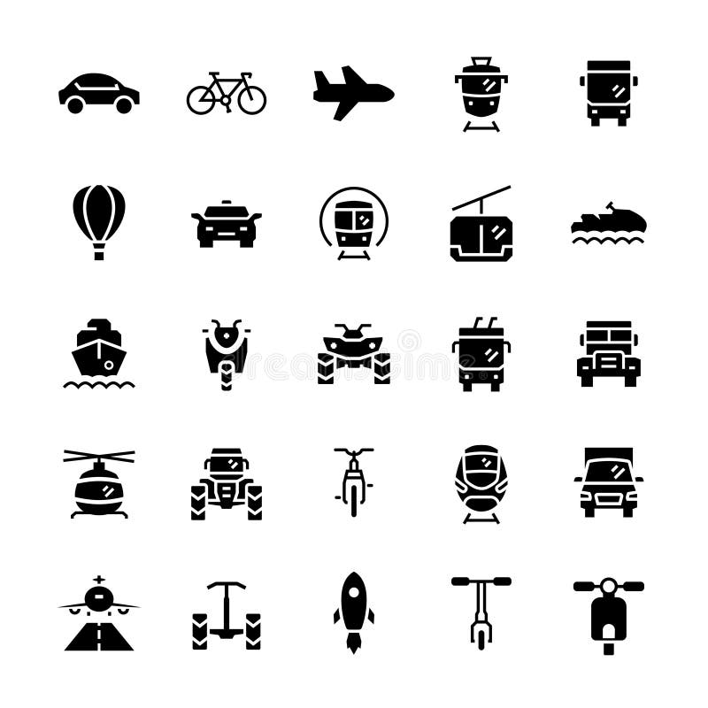 Transportation Icons Set in Flat Style. Vector Symbols Stock Vector ...