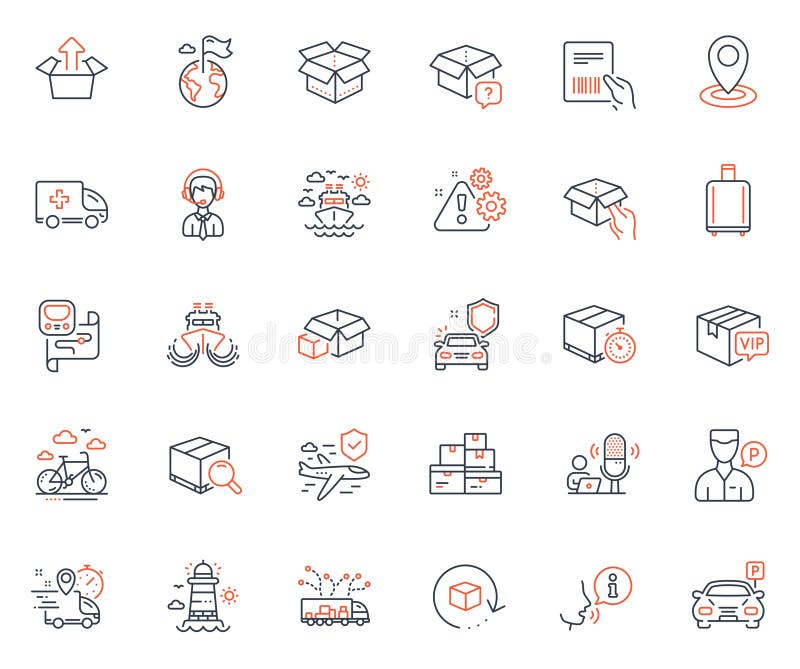 Transportation Icons Set. Included Icon As Search Package, Car Secure ...
