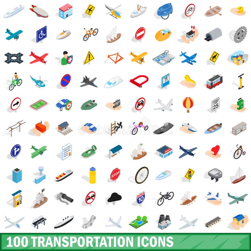 100 Transportation Icons Set, Isometric 3d Style Stock Vector ...