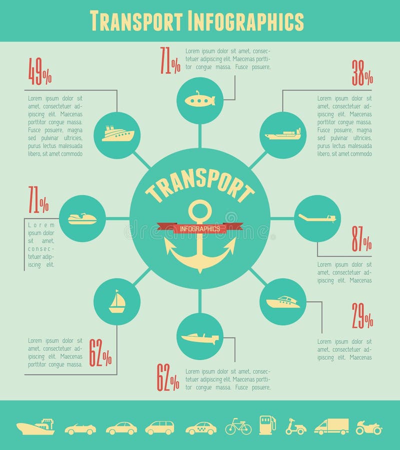 Transportation Infographic Template. Stock Vector - Illustration of ...