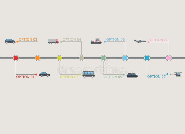 Transportation Infographic Timeline with Stepwise Numbered Structure ...