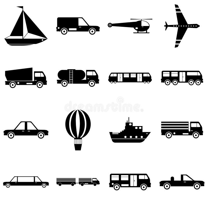 Transportation Items Icons Set, Outline Style Stock Vector ...