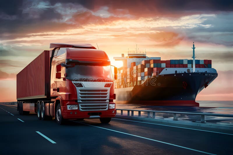 Transportation and Logistic Industry Represented by Truck, Container ...