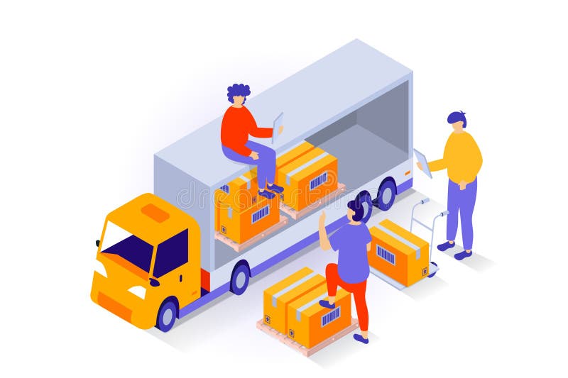 Transportation and Logistics Concept in 3d Isometric Design. Vector Illustration Stock Vector ...