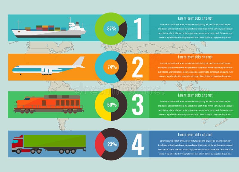 Transportation Logistics Concept with Infographics Elements. Vector ...