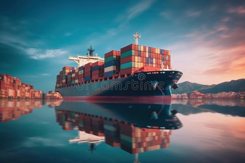 Transportation Logistics and Container Dock Cargo Yard with Cargo ...