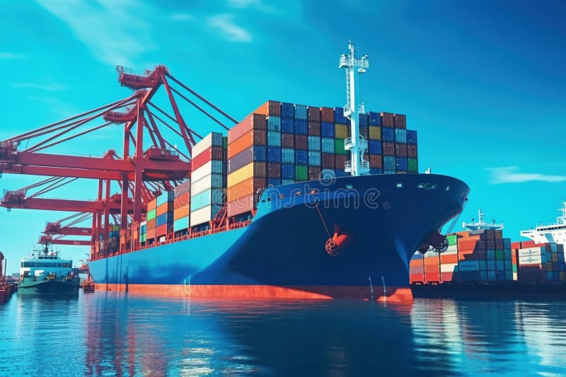 Transportation Logistics and Container Dock Cargo Yard with Cargo ...