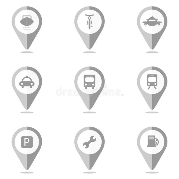 Transportation Mapping Pins Stock Illustration - Illustration of care ...