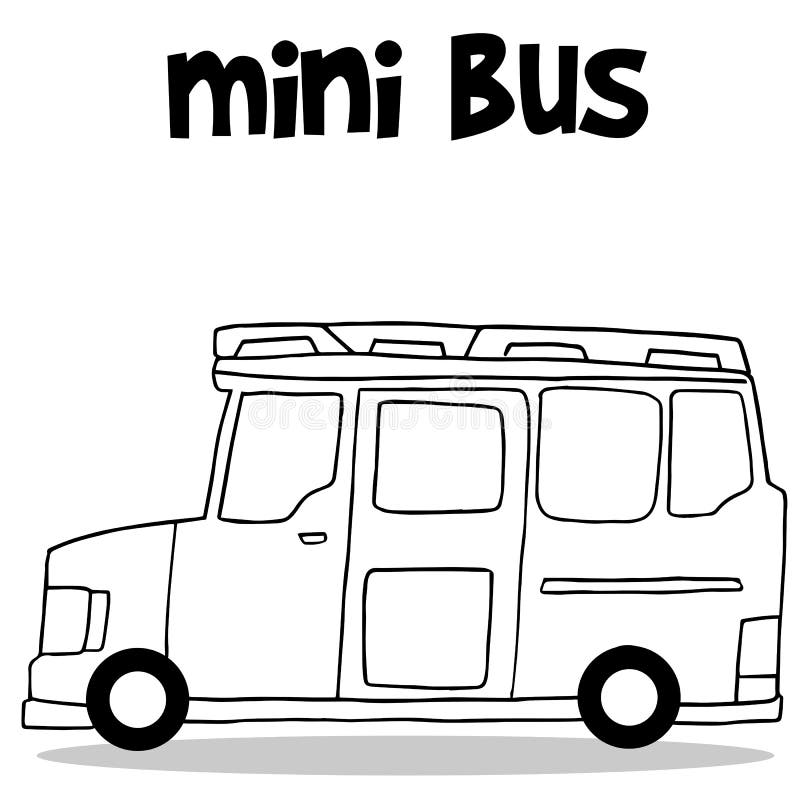 Transportation of Mini Bus Hand Draw Stock Vector - Illustration of ...