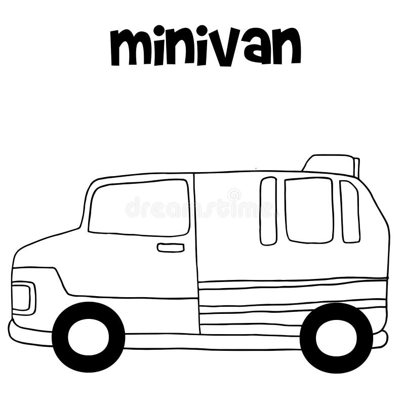 Transportation of Minivan Hand Draw Stock Vector - Illustration of ...