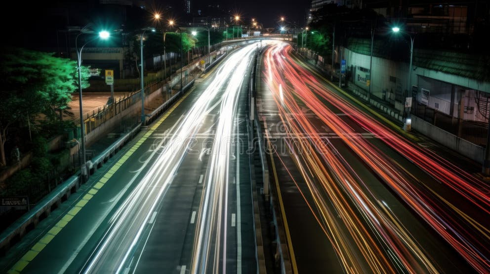 Transportation at Night with Commuting Vehicle Traffic. Generative Ai ...