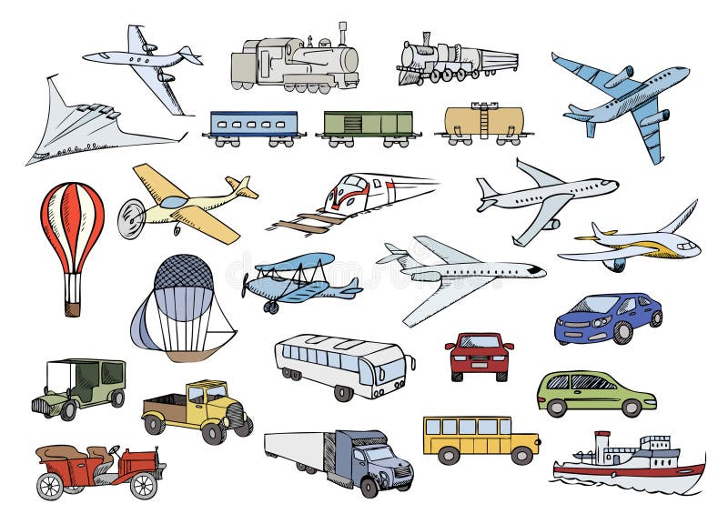 Transportation Over the World Color Set Stock Vector - Illustration of ...