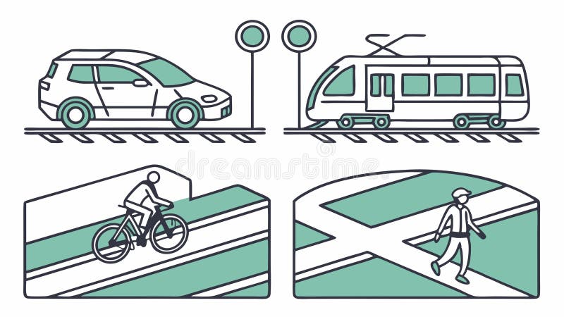 Transportation and Path Icons for Travel and Mobility, Vector Design ...