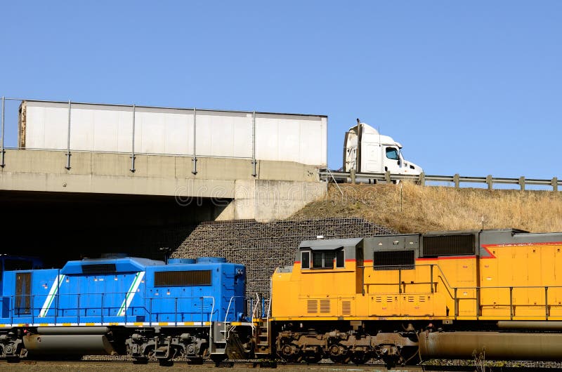 Transportation of Products Using Rail and Road Stock Image - Image of ...