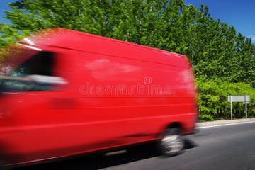 Transportation with Red Van Stock Photo - Image of blurred, moving: 9466410