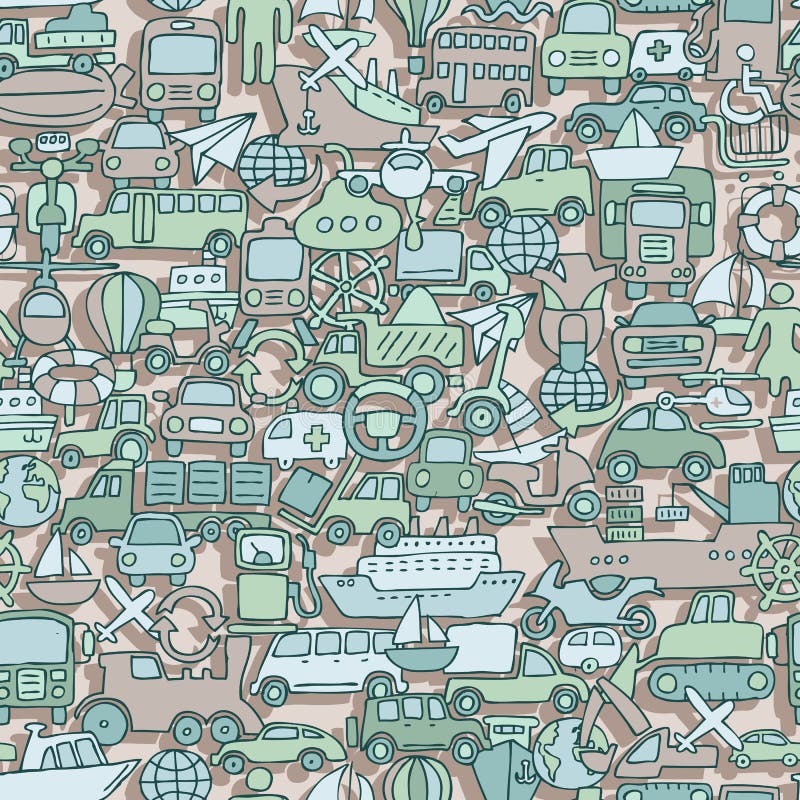 Transportation Seamless Background Stock Vector - Illustration of ...