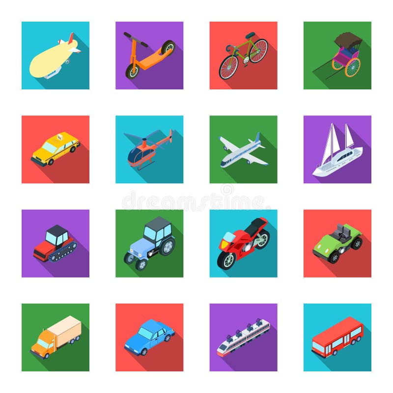 Transportation Set Icons in Flat Style. Big Collection of ...