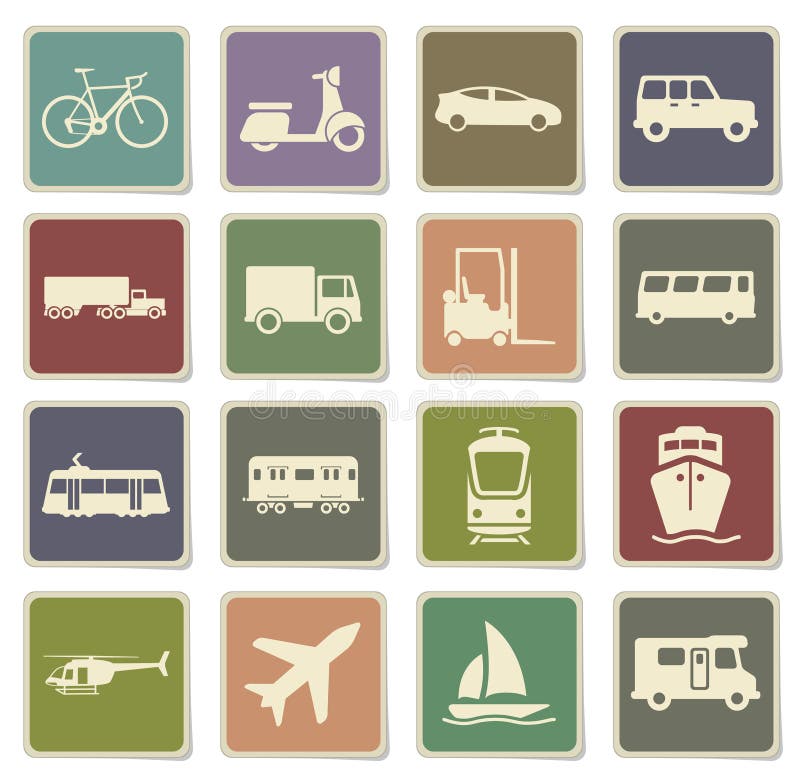 Transportation Simply Icons Stock Vector - Illustration of railroad ...