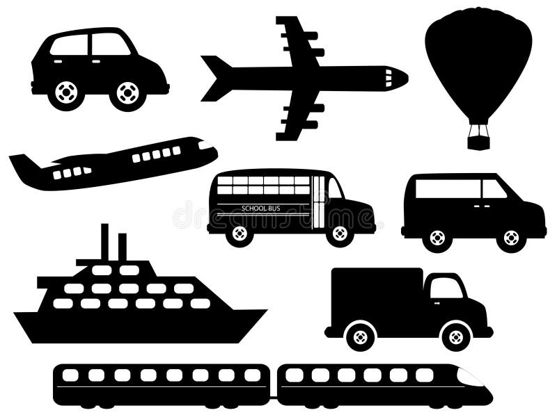 Transportation symbols stock vector. Illustration of plane - 16325527