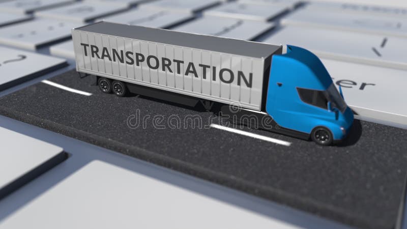 TRANSPORTATION Text on the Side of the Truck. 3d Rendering Stock ...