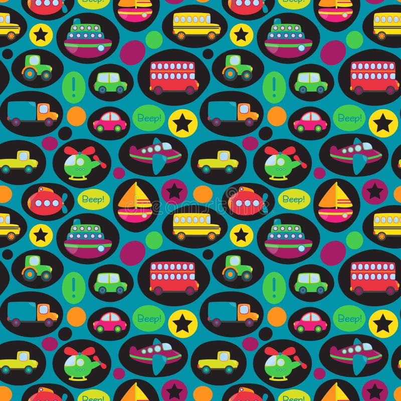 Transportation Themed Seamless Tileable Background Pattern Stock Vector ...
