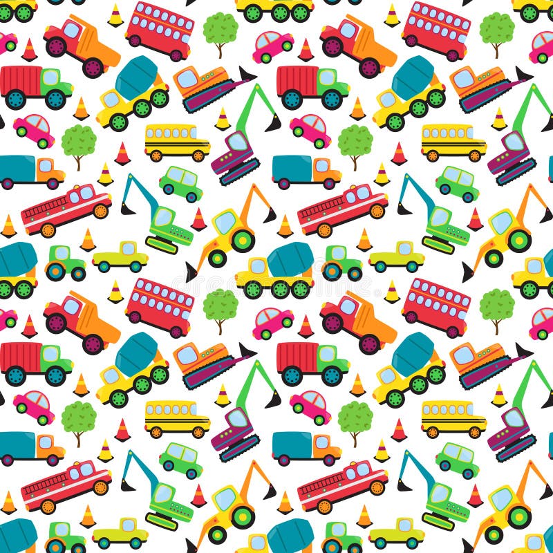 Transportation Themed Seamless Tileable Background Pattern Stock Vector ...