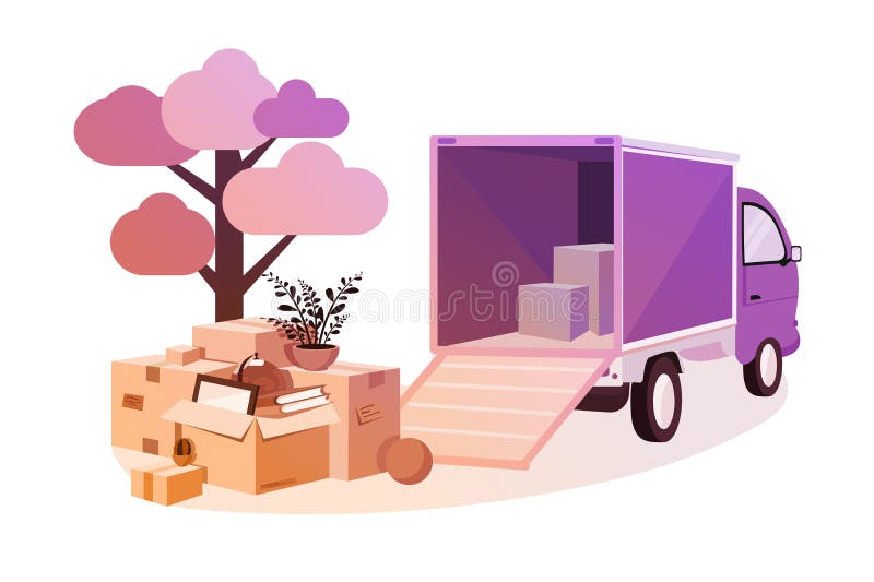 Transportation of Things during Move. Stock Illustration - Illustration ...
