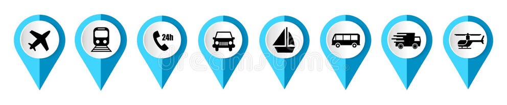 Transportation Vector Icon Set, Flat Design Pointers, Infographic ...