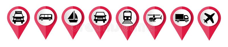 Transportation Vector Icon Set, Flat Design Pointers, Infographic ...