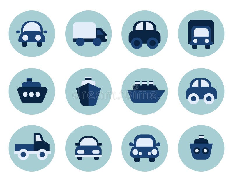Transportation Vehicles Icon Set, Icon Stock Vector - Illustration of ...