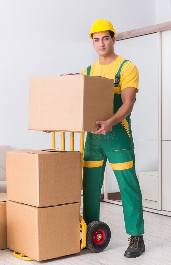 Transportation Worker Delivering Boxes To House Stock Image - Image of ...