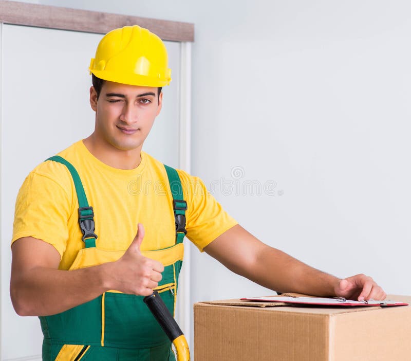 Transportation Worker Delivering Boxes To House Stock Image - Image of ...