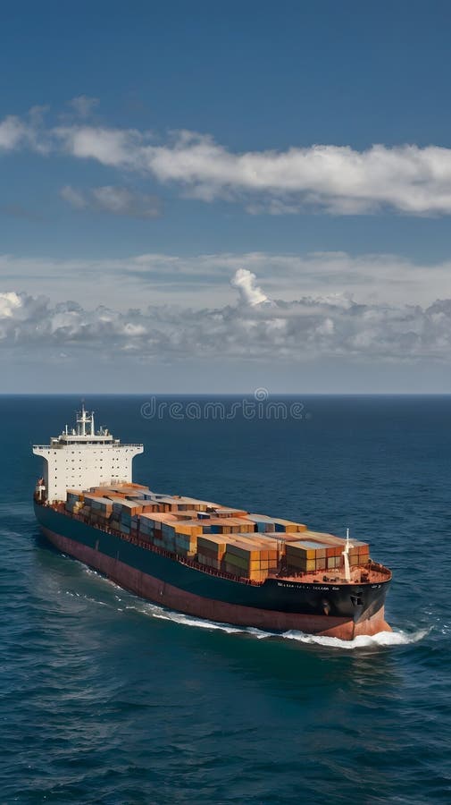 Cargo Marine Container Transport Ship Boat in the Ocean Stock ...