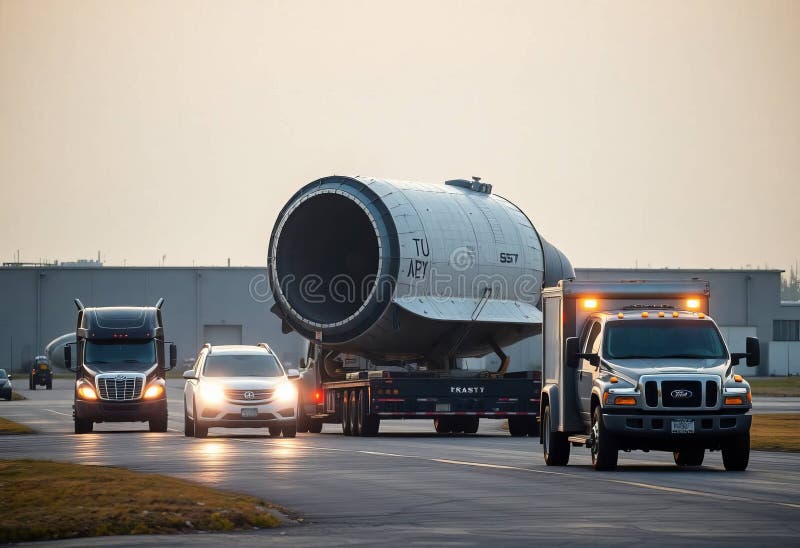 Transporting a Giant Jet Engine Stock Illustration - Illustration of ...