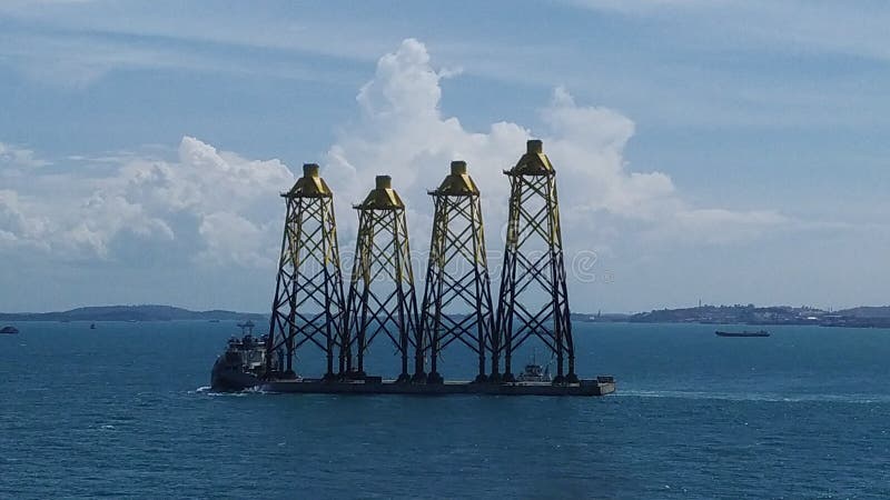 Transporting Offshore Wind Farm Jacket Stock Image - Image of wind ...